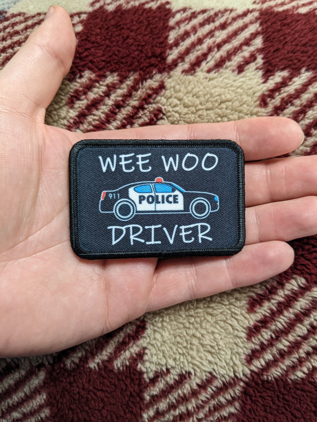 Wee Woo Driver Police Car Driver Funny 2"x3" Removable Morale Patch ...