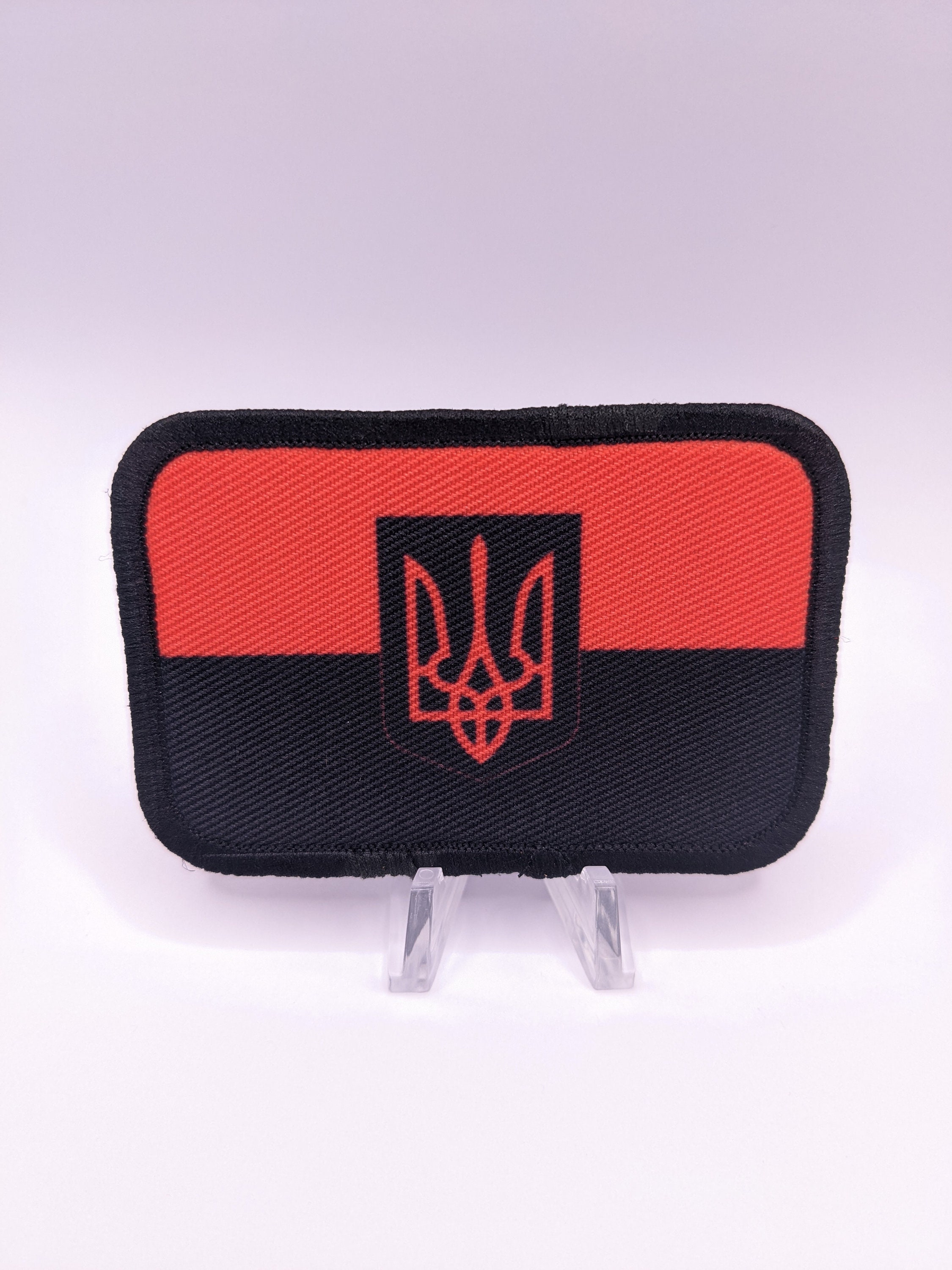 Red on Black Trident Ukraine Flag Military Stand With Ukraine 2"x3 ...