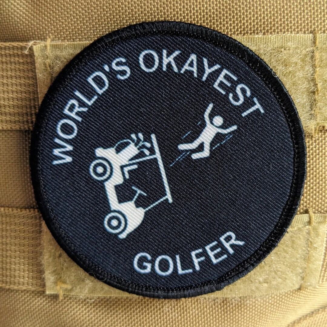 World's Okayest Golfer Golf Cart Crash Meme 3" Circle Morale Patch With ...