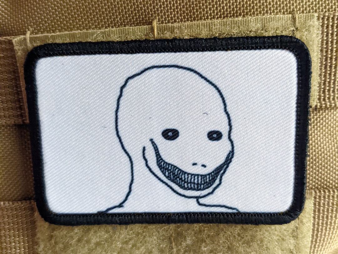 Psycho Smile Wojak Creepy Meme 2"x3" Morale Patch With Hook and Loop ...