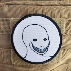 Psycho Smile Wojak Creepy Meme 3" Circle Morale Patch With Hook and ...