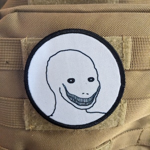 Psycho Smile Wojak Creepy Meme 3" Circle Morale Patch With Hook and ...
