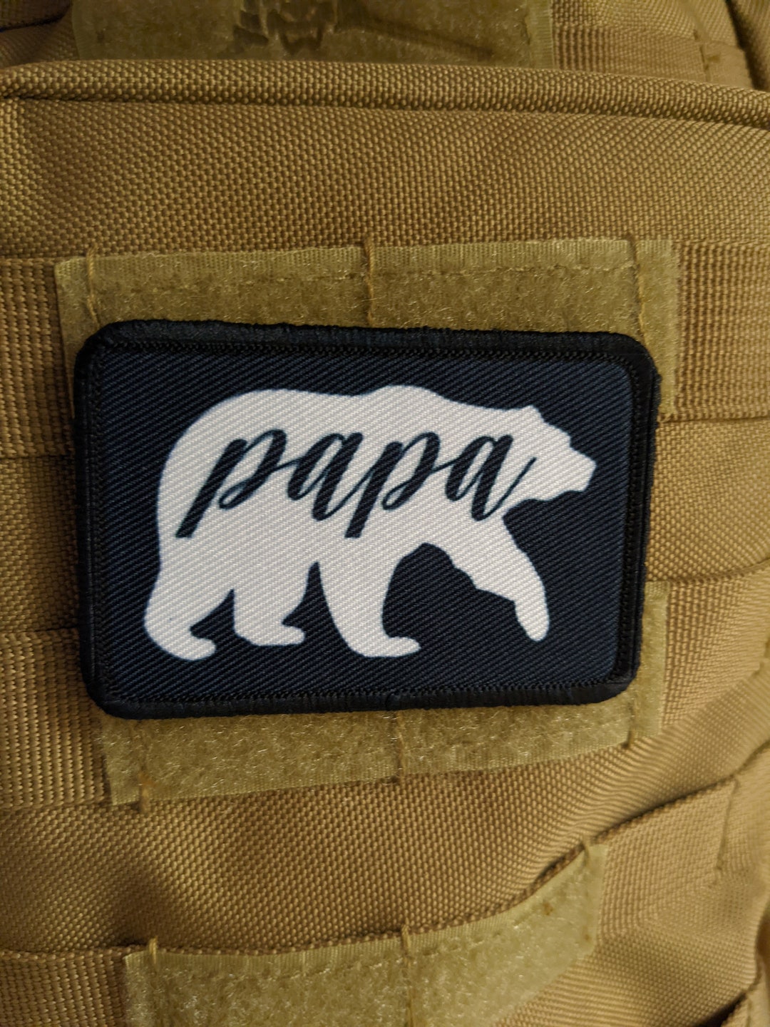 Papa Bear Boy Dad Girl Dad 2"x3" White Morale Patch With Hook and Loop ...