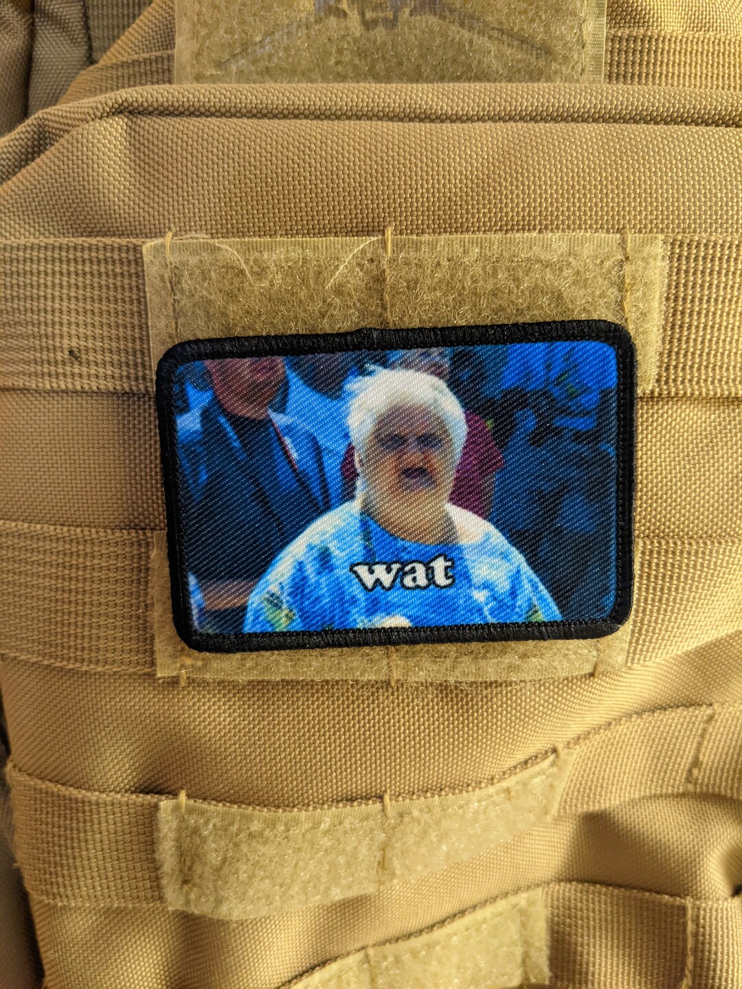 Old Lady Wat Meme Funny 2"x3" Morale Patch With Hook and Loop Backing ...