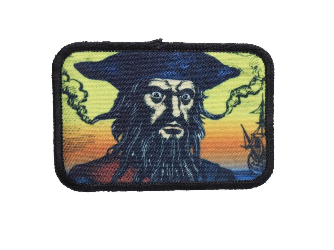 Blackbeard Edward Teach Roger Flag Pirate 2"x3" Removable Morale Patch ...