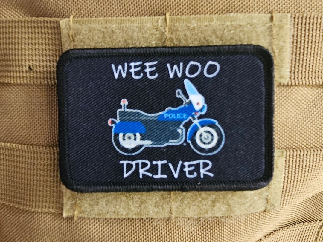 Police Motorcycle Wee Woo Driver Driver Funny 2"x3" Removable Morale ...