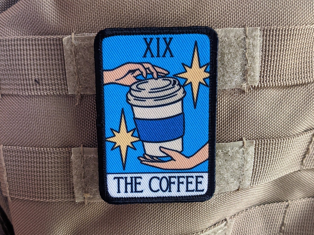 The Coffee Tarot Card Funny Cute 2"x3" Morale Patch With Hook and Loop ...