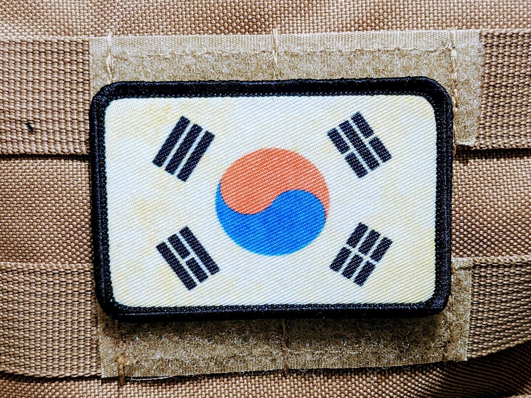 Worn/distressed South Korean Flag 2"x3" Morale Patch With Hook and Loop ...