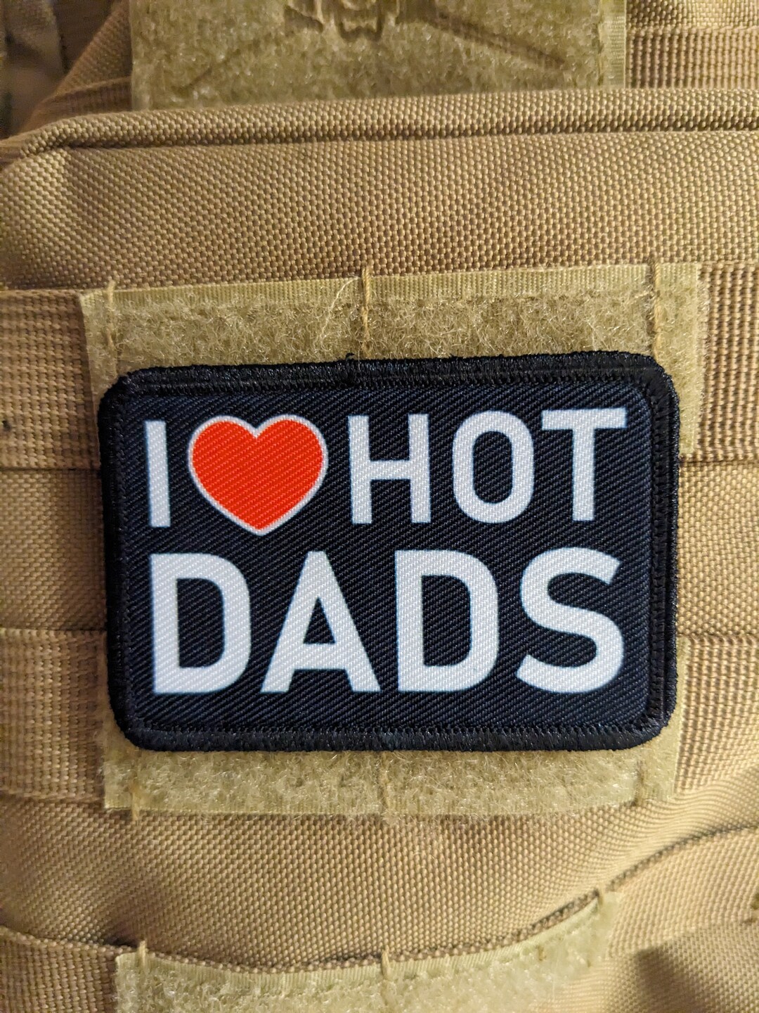 I Love Hot Dads Funny Removable Patch 2"x3" Morale Patch With Hook and ...