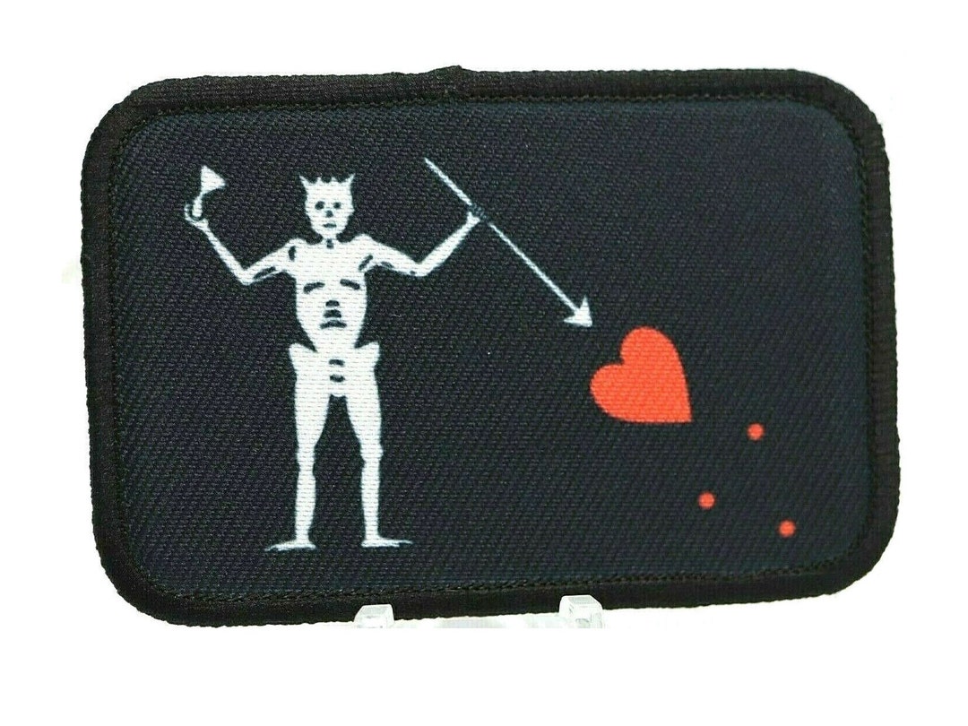 Blackbeard Edward Teach Pirate Flag Pirate 2"x3" Removable Morale Patch ...