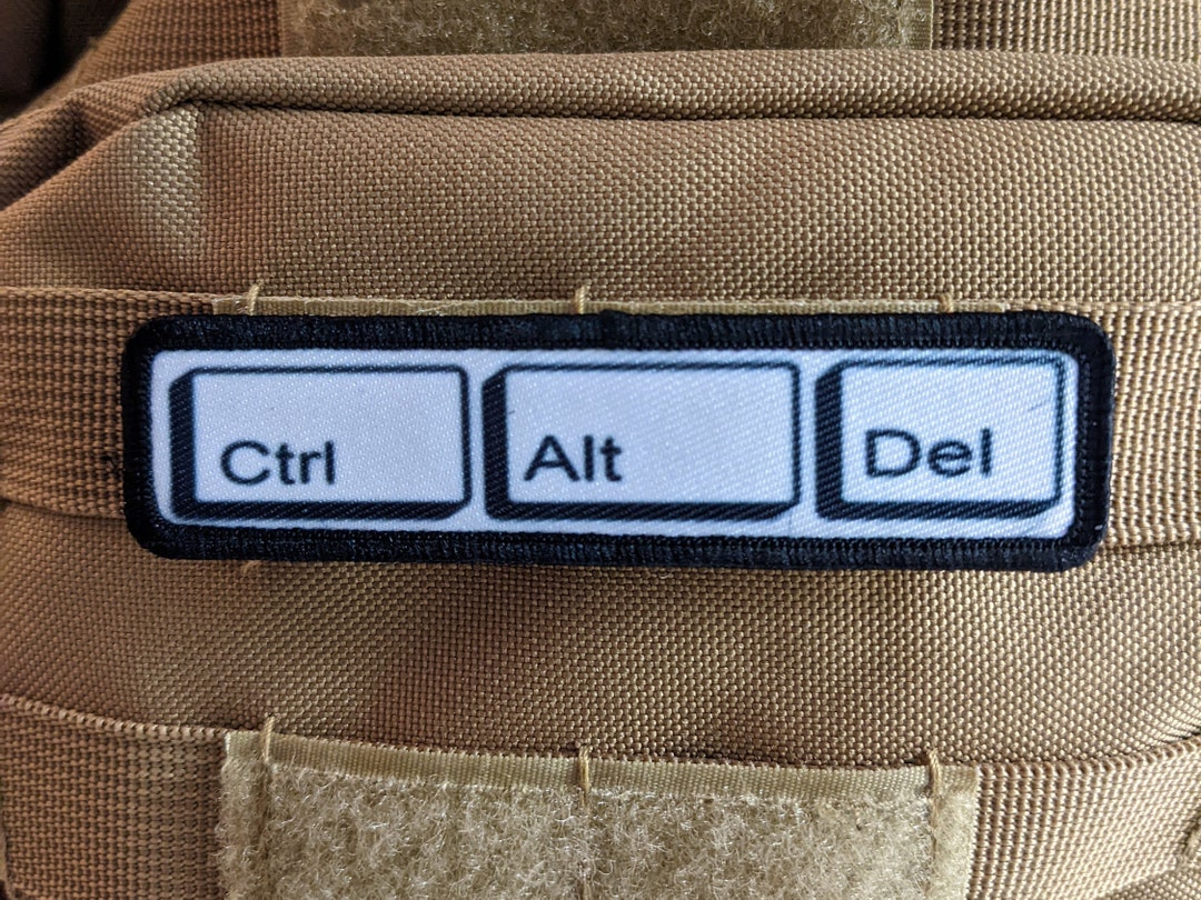 Ctrl Alt Del Control Alt Delete 1"x4" Removable Morale Patch With Hook and Loop Backing Good for ...