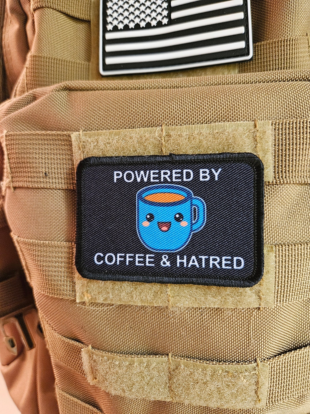 Powered by Coffee and Hatred Meme 2"x3" Removable Morale Patch With ...