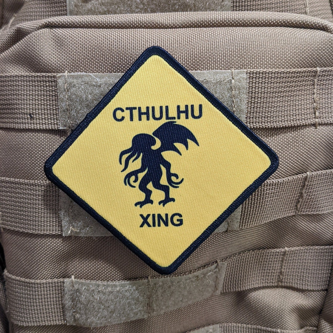 Cthulhu Crossing Hp Lovecraft Funny Joke 3"x3" Square Removable Morale ...