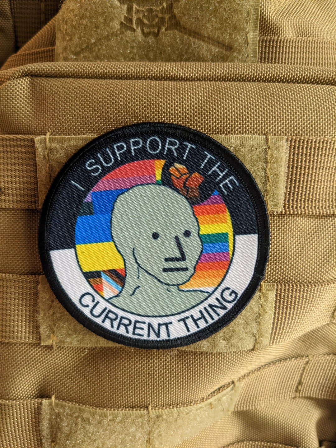 I Support the Current Thing Wojak Meme 3" Circle Morale Patch With Hook and Loop Backing - Etsy