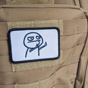 Double Middle Finger Guy Meme White Background 2"x3" Morale Patch With ...