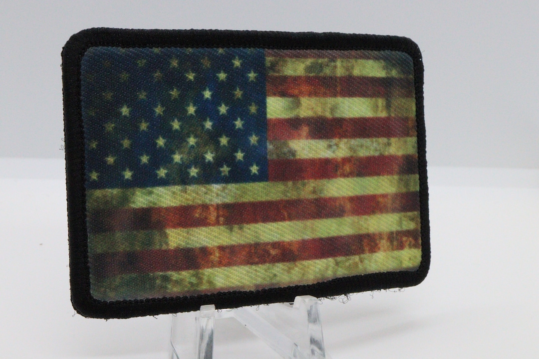 Distressed USA Flag Patriotic America 2"x3" Morale Patch With Hook and ...