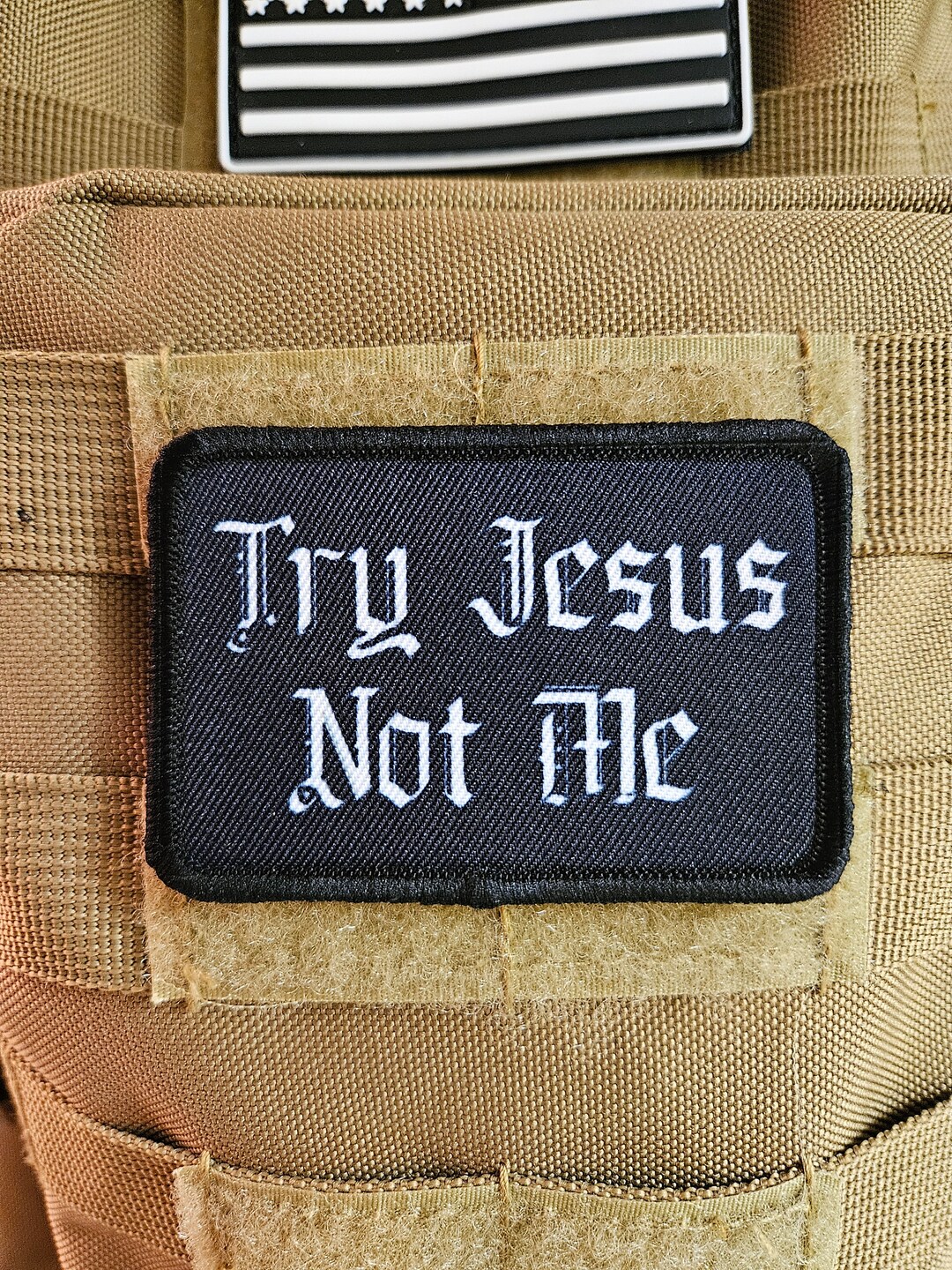 Try Jesus Not Me Meme 2"x3" Removable Morale Patch With Hook and Loop ...