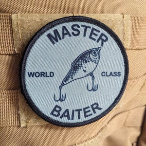 Master Baiter Fishing Joke Meme 3" Circle Removable Morale Patch With ...