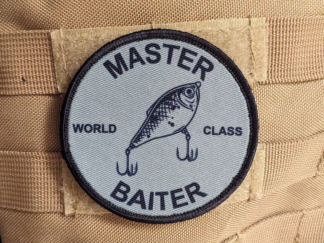 Master Baiter Fishing Joke Meme 3" Circle Removable Morale Patch With ...