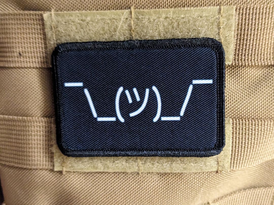 Text Idk Guy Shrugging Shoulders Black Background Meme 2"x3" Morale ...