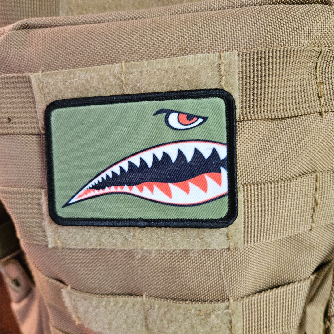 Flying Tiger Shark Teeth Army Navy Marines Air Force 2"x3" Morale Patch ...