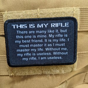 Rifleman's Creed Text USMC Army Military 2"x3" Morale Patch With Hook ...