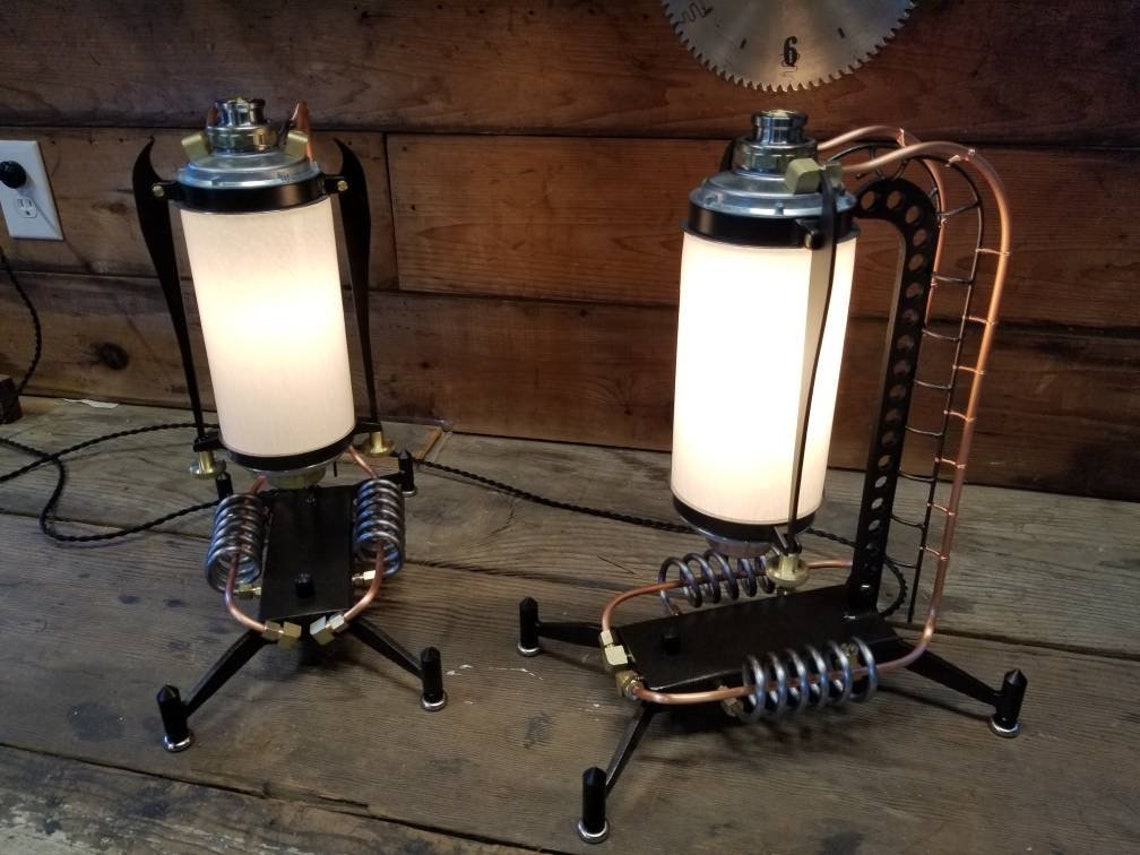A Pair of Steampunk End Table Lights Made to Order - Etsy