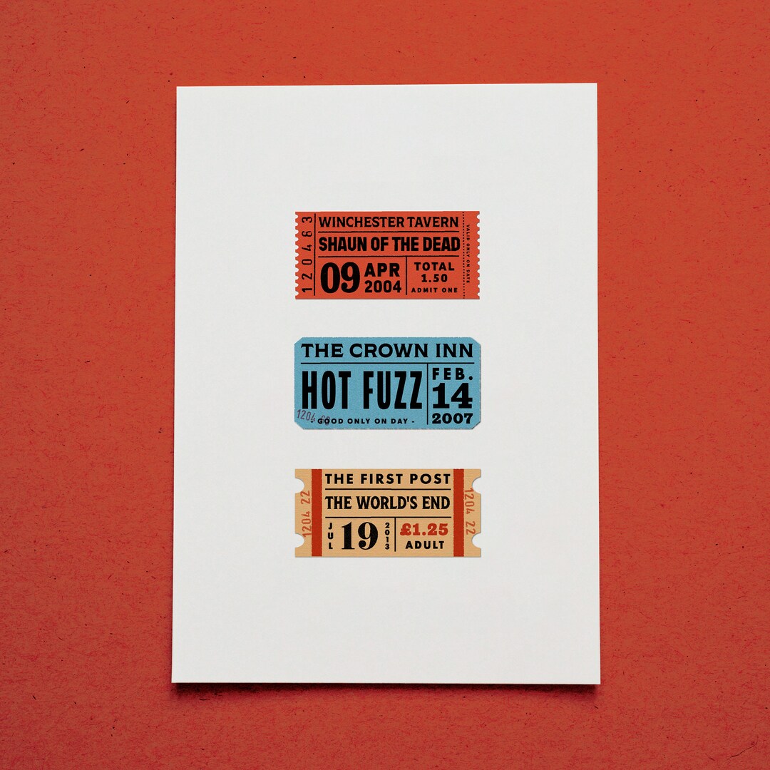 Cornetto Trilogy | Edgar Wright | Cinema Ticket Print | Film Fan Gifts ...