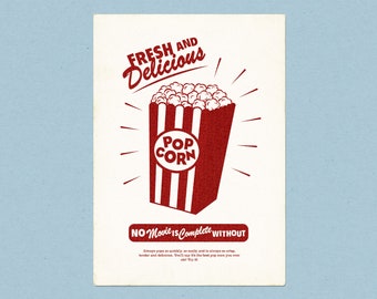 Retro Americana Popcorn Cinema Advert Character Poster Art Print - Etsy