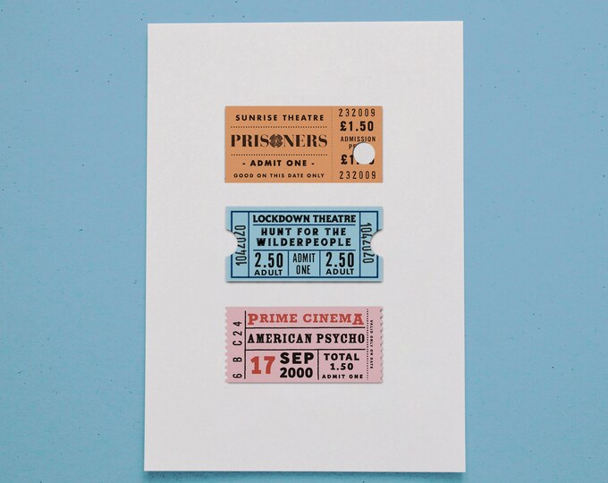 Personalised Cinema Ticket Print Unique Gift for Film Fans Vintage ...