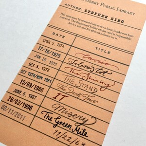 A4 Stephen King Library Card Print - Etsy