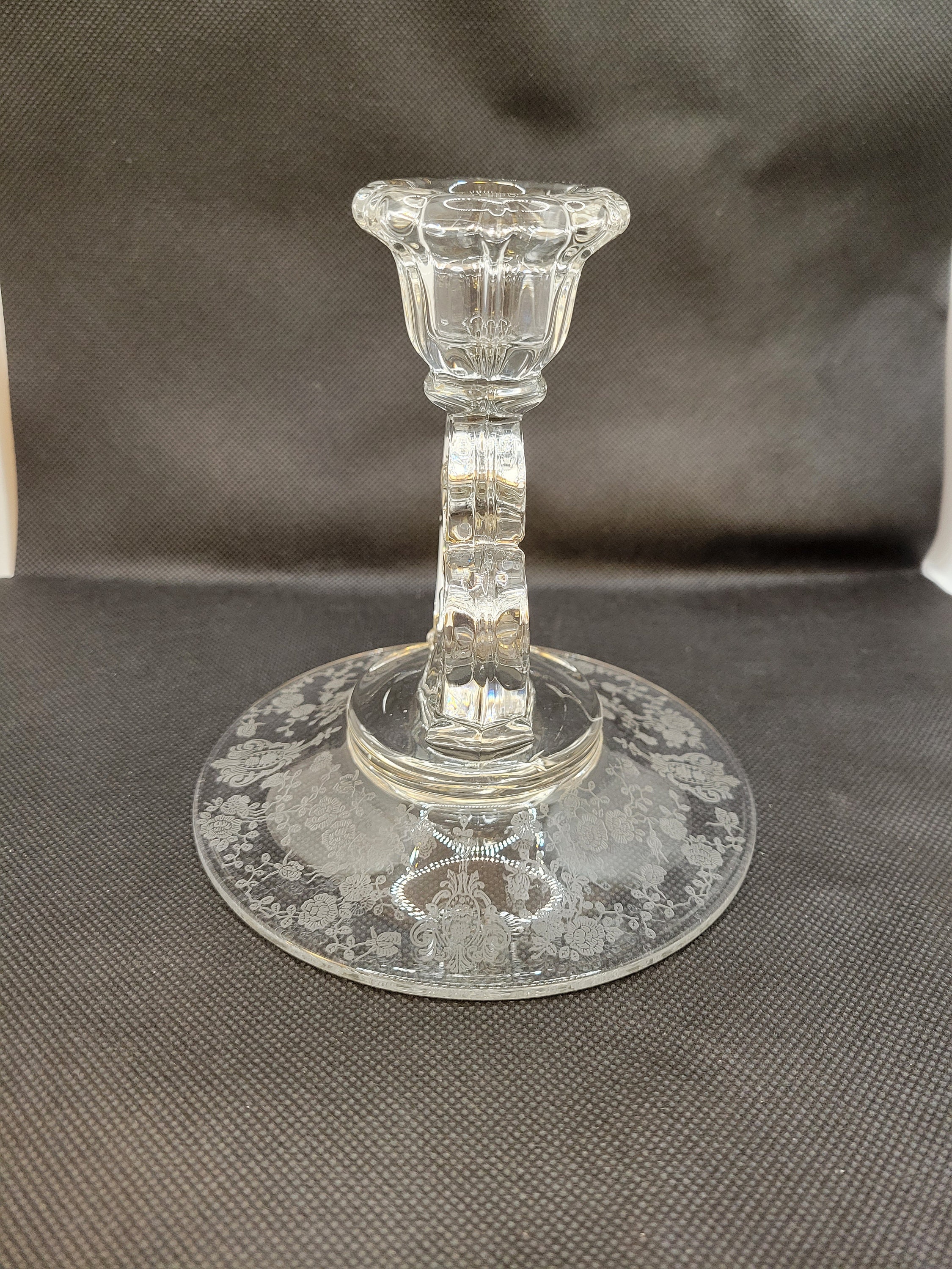 Cambridge Rose Point Crystal Candlestick Keyhole Stem | Etsy