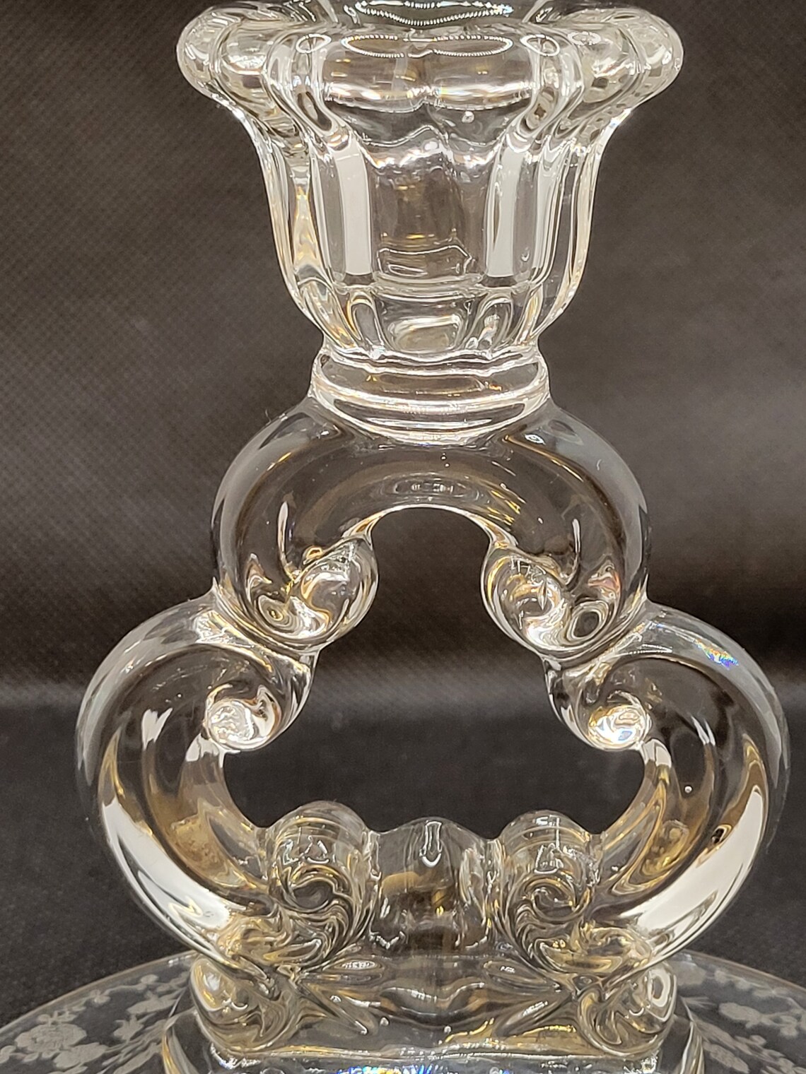 Cambridge Rose Point Crystal Candlestick Keyhole Stem | Etsy