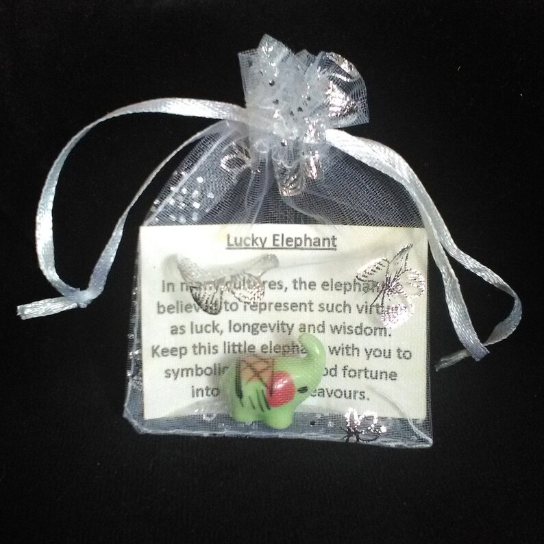 Elephant Good Luck Keepsake DIY Gift Kit Flat Box Organza | Etsy