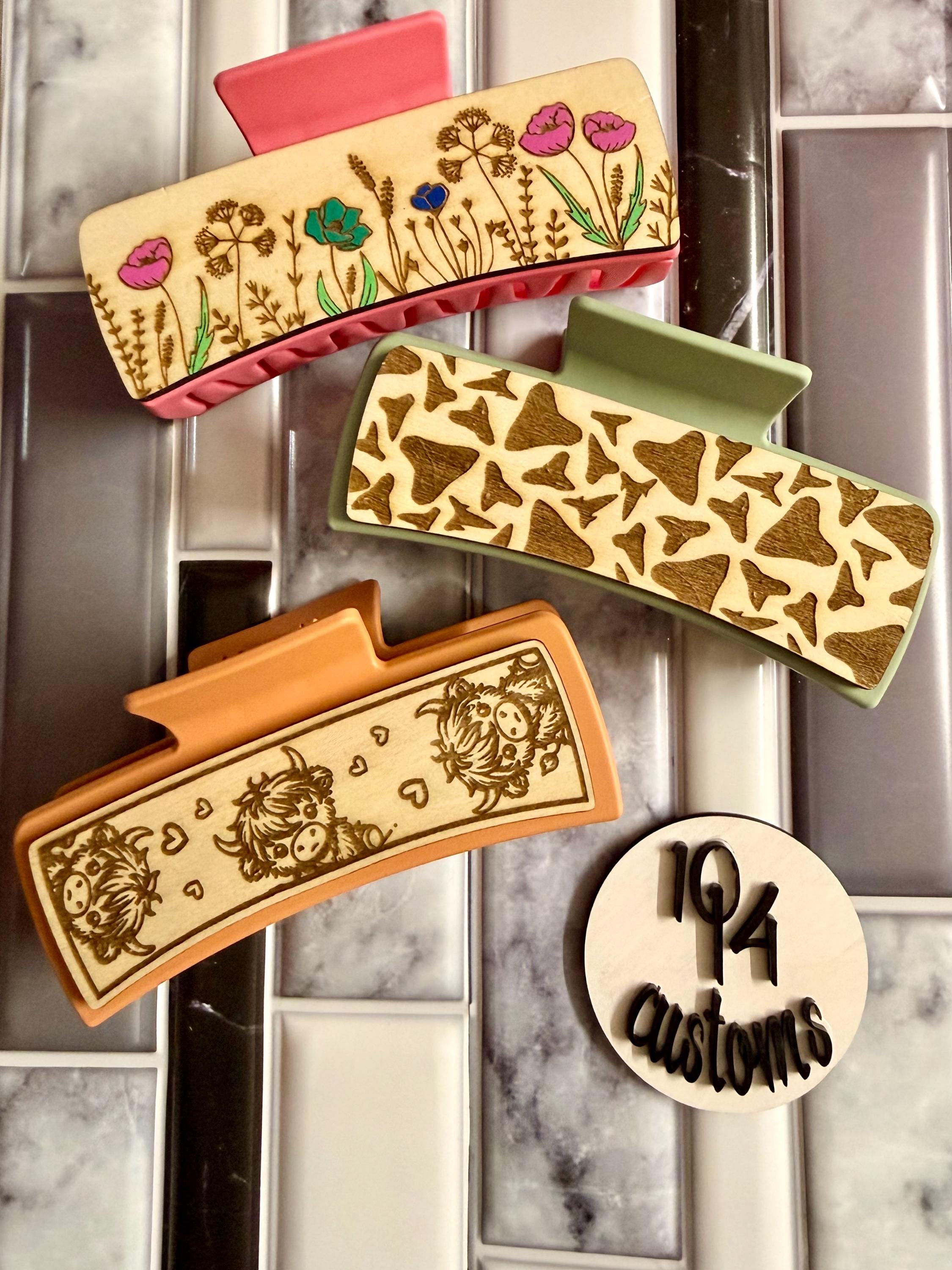 Laser Engraved Hair Claw Clip | Custom Wooden Hair Clip | Personalized ...