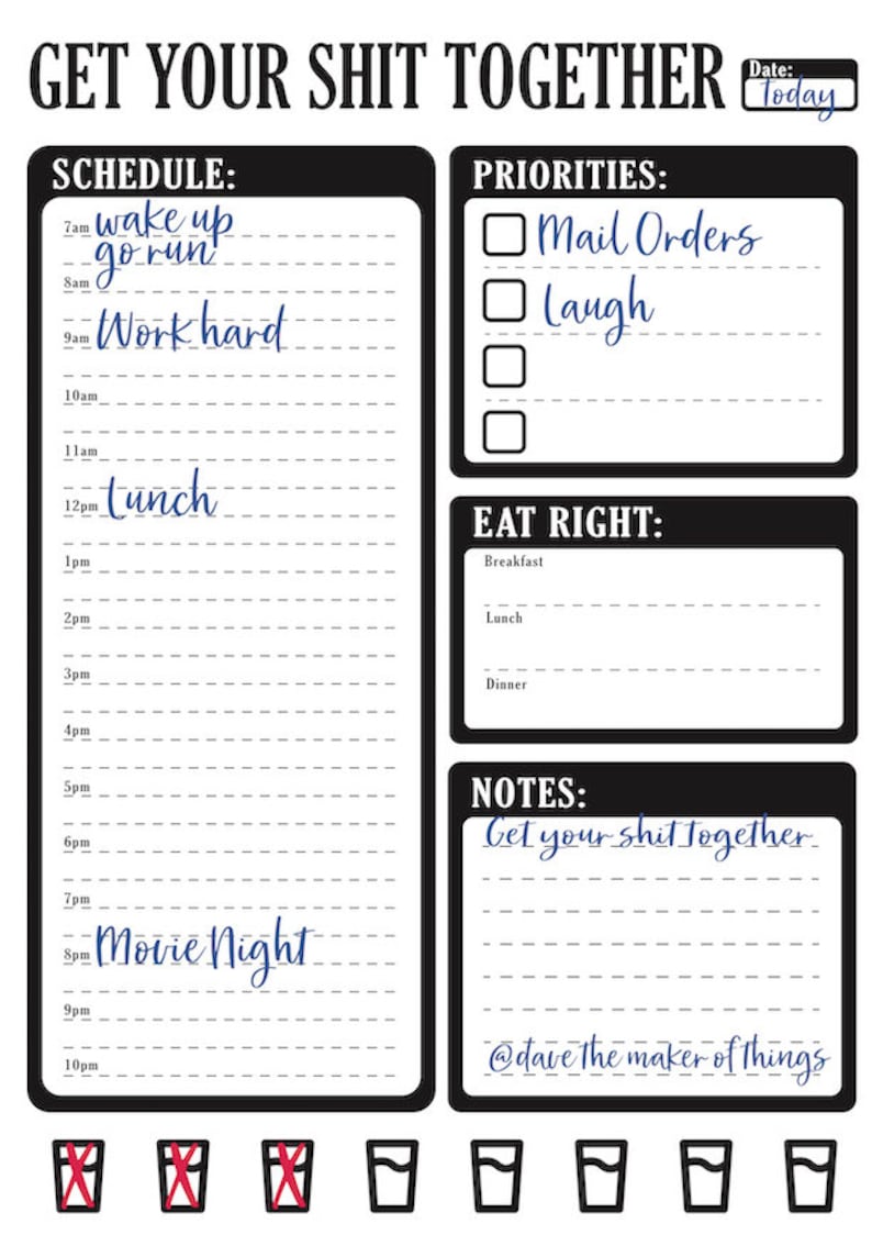 Get Your Sh*t Together Digital Daily Planner Print - Etsy