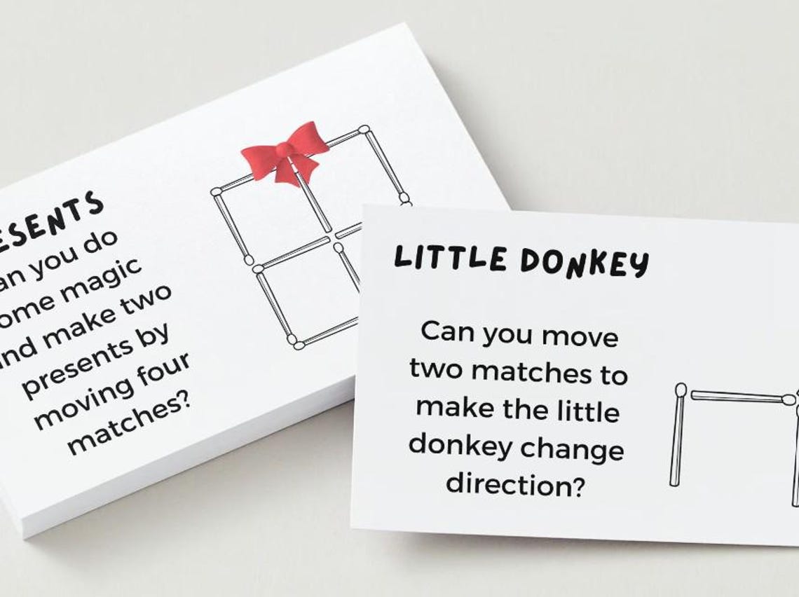Alternative Christmas Cracker Game Matchstick Puzzles - Printable ...