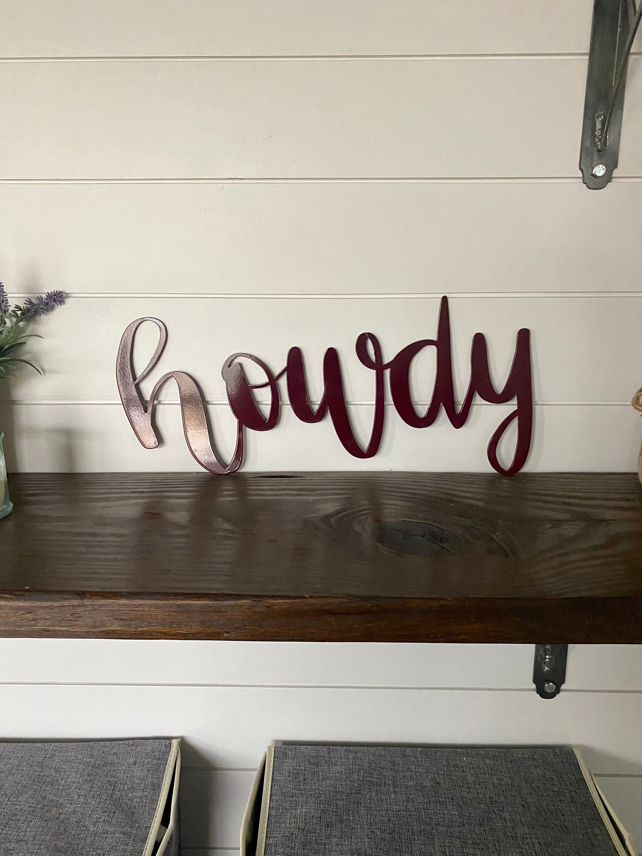 Custom Hand Lettered Howdy Metal Wall Art Texas A and M | Etsy
