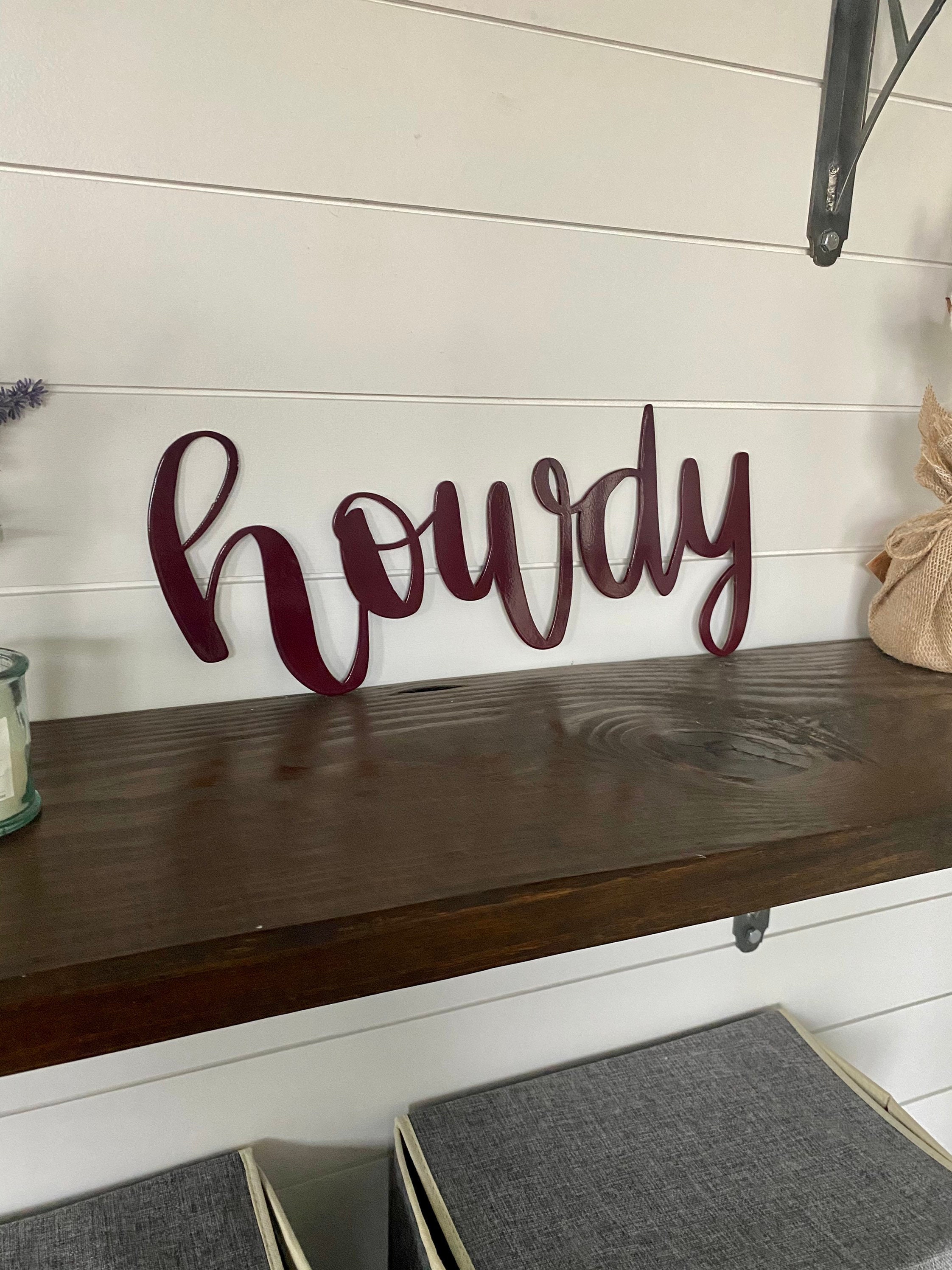 Custom Hand Lettered Howdy Metal Wall Art Texas A and M | Etsy