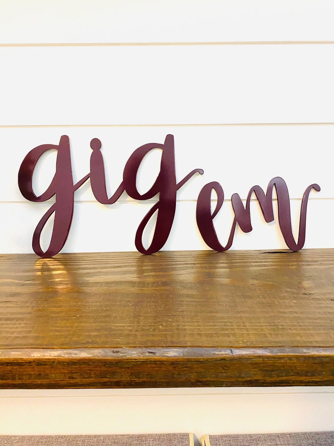 Custom Hand Lettered Gig Em Metal Sign Farmhouse Texas A and - Etsy
