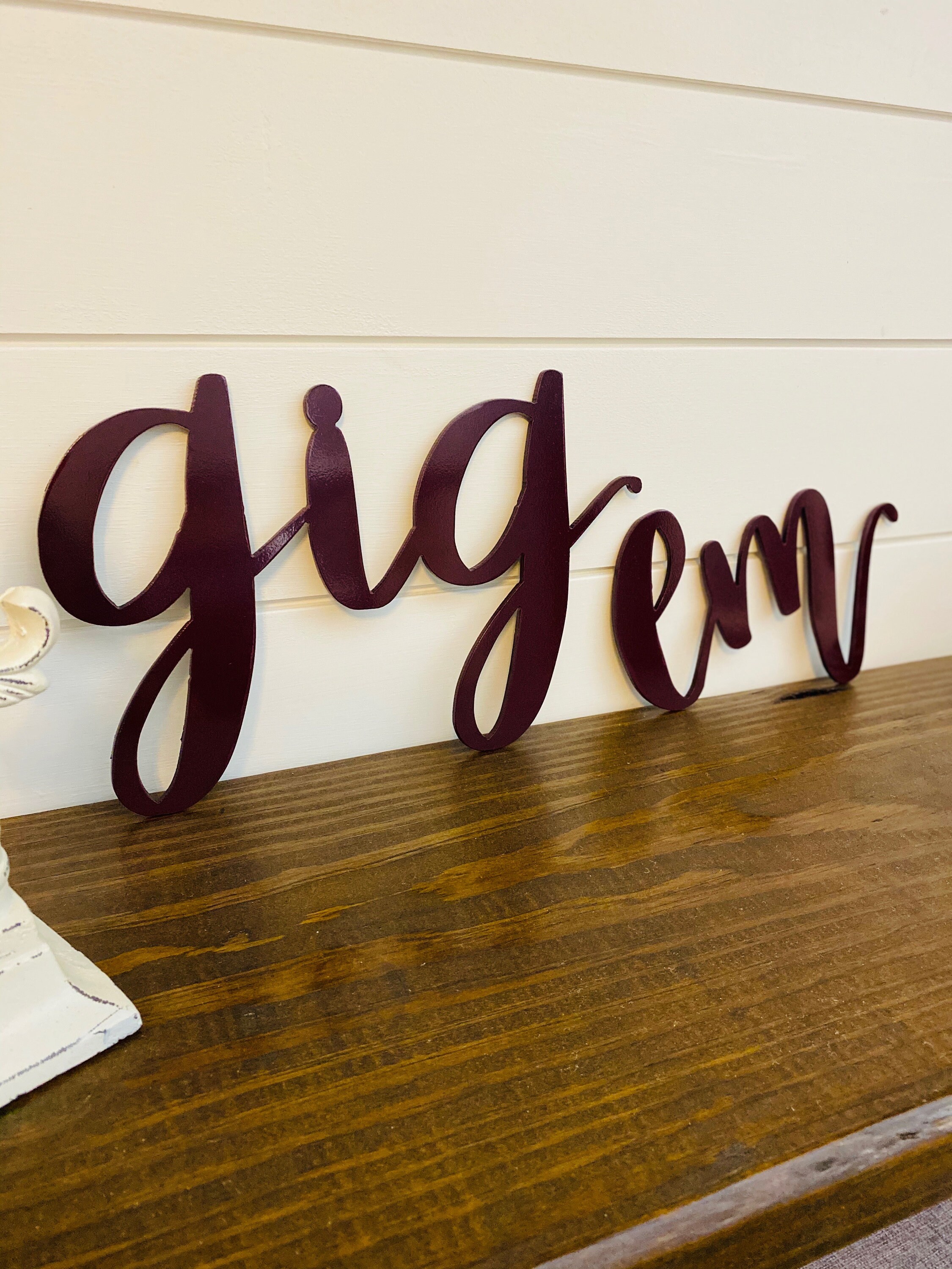 Custom Hand Lettered Gig Em Metal Sign Farmhouse Texas A and - Etsy