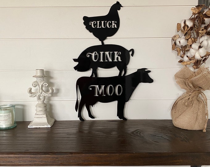 Farmhouse Animal Metal Sign - Cow, Pig, Chicken - Etsy