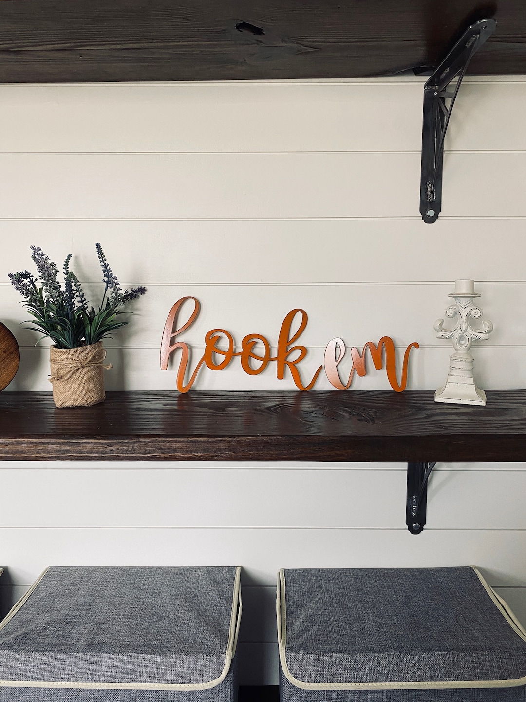 Hook Em Metal Sign - Burnt Orange - Etsy