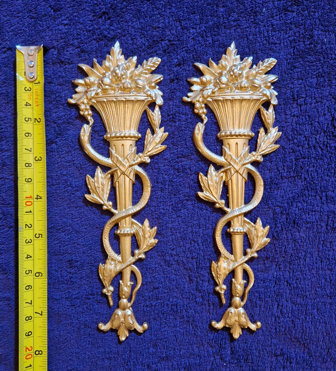 Pair Ornate Applique Gilt or White French Style Decorative Wall ...
