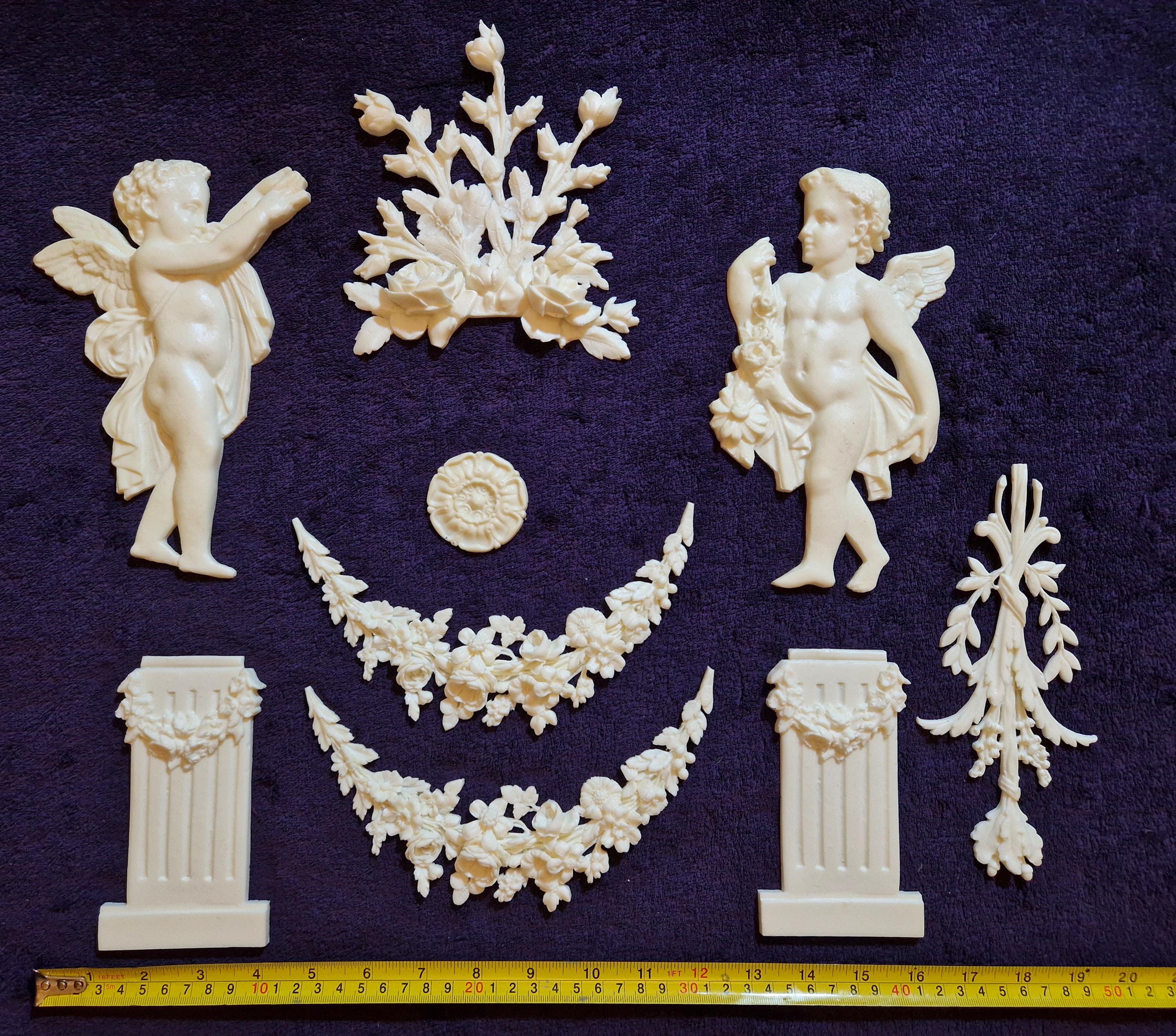 Large Ornate Applique Panel Louis XVI Floral Gilt White French Style ...