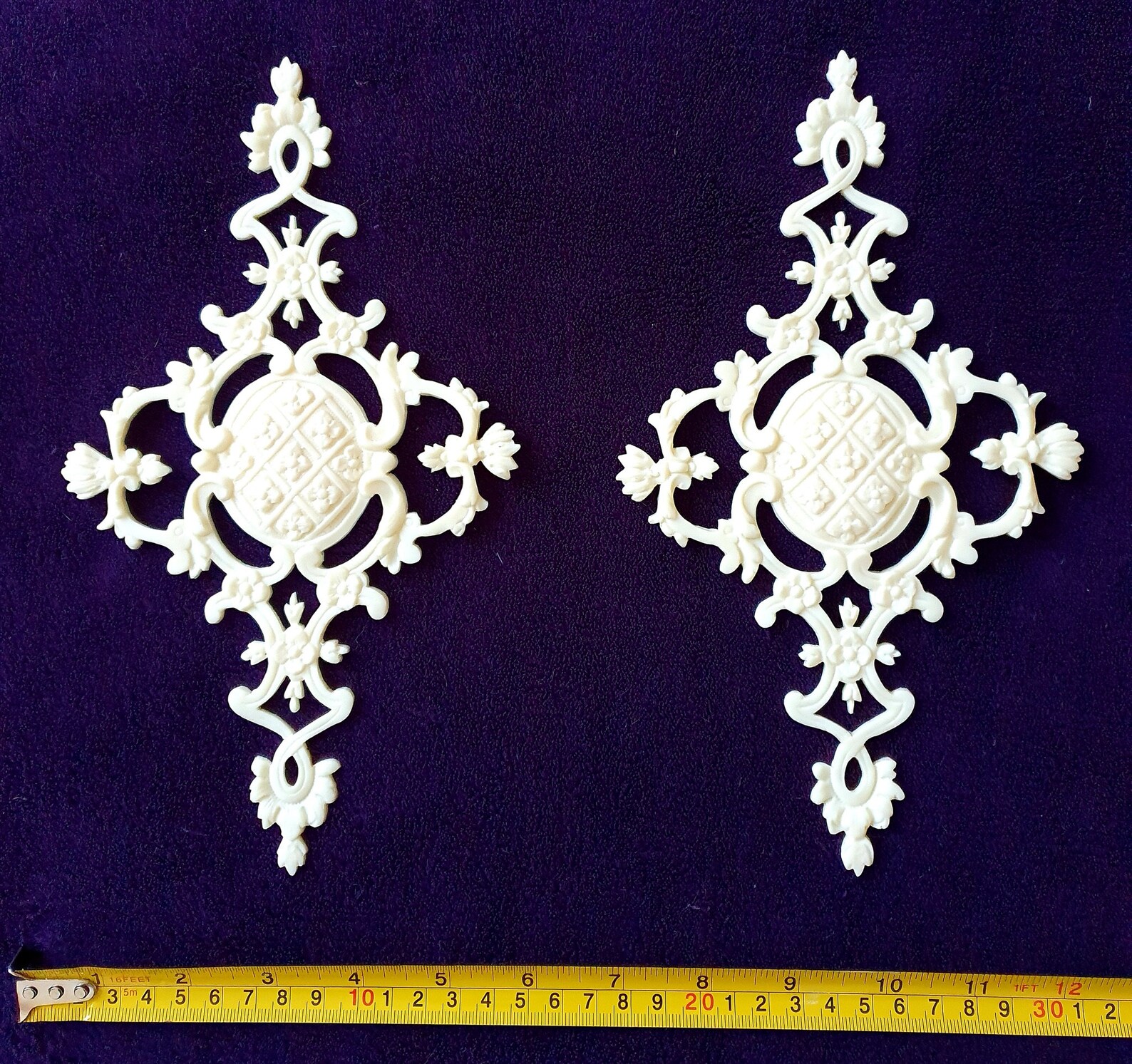 Pair Gilt Gold or White French Style Decorative Onlay Applique Wall ...