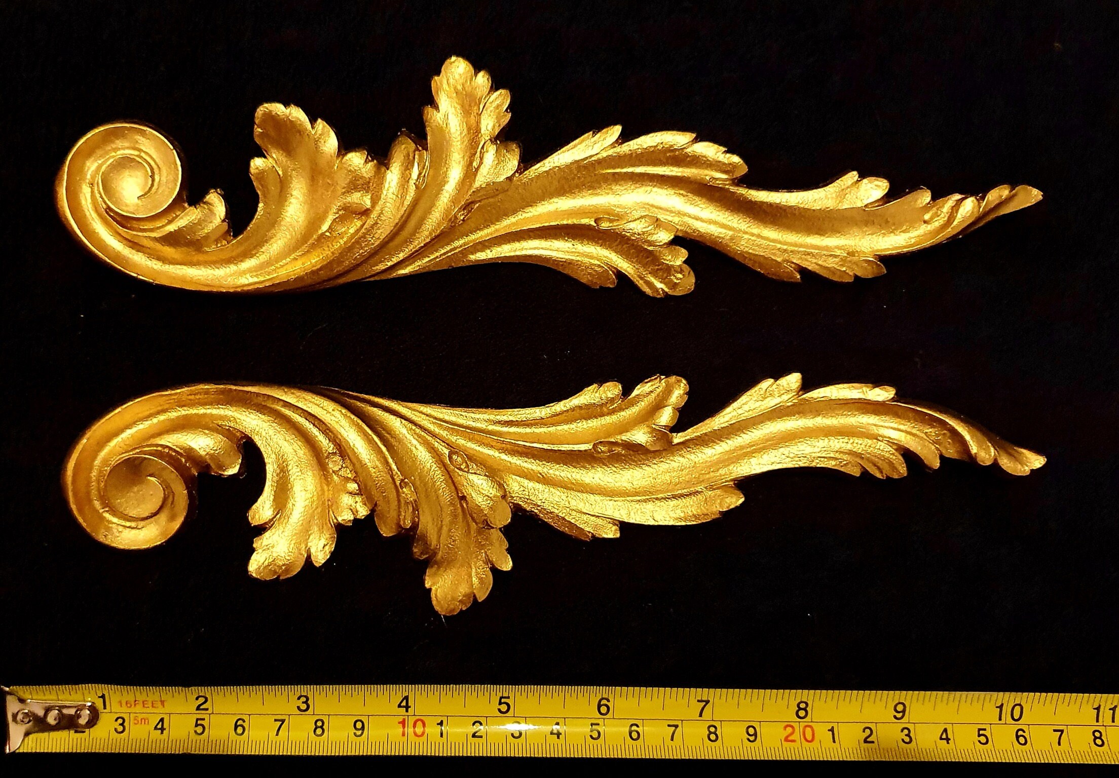 Pair Gilt Gold or White French Style Decorative Wall Furniture Moulding ...