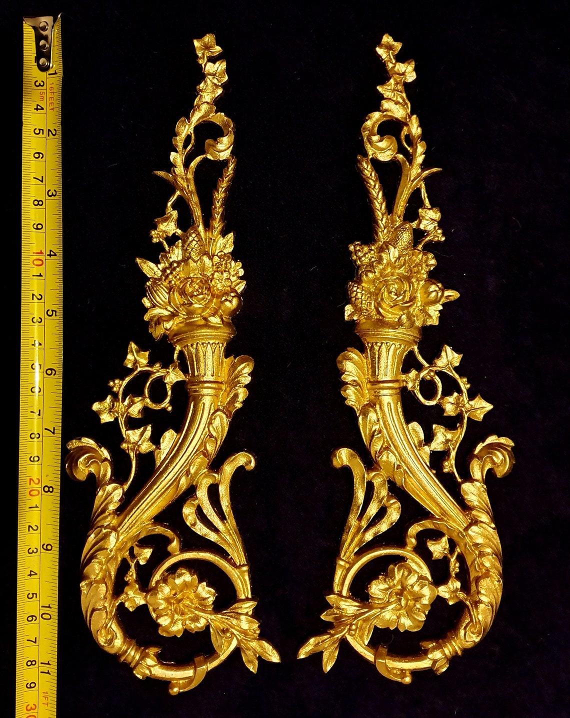 Large Pair Gilt Gold or White French Style Decorative Onlay - Etsy