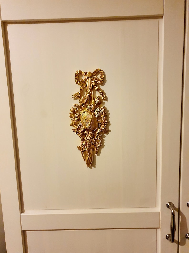 Large Pair Gilt Gold or White French Style Decorative Onlay Applique ...