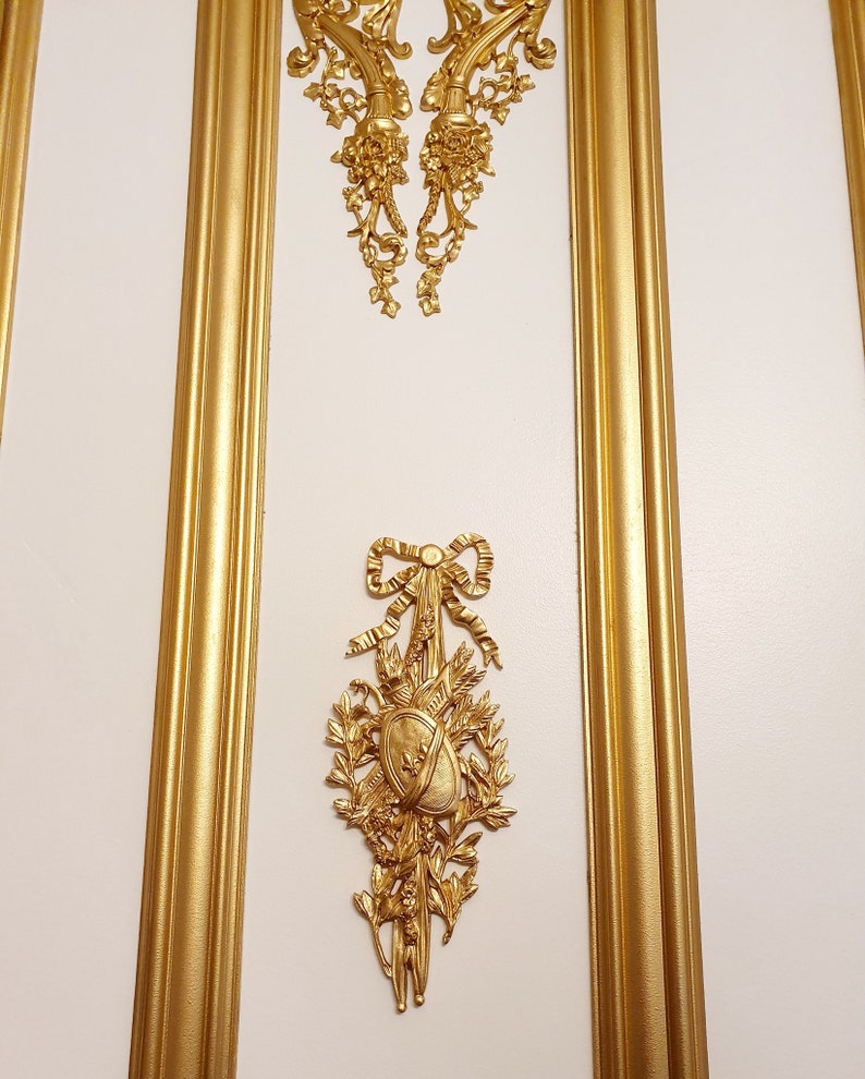 Large Pair Gilt Gold or White French Style Decorative Onlay - Etsy